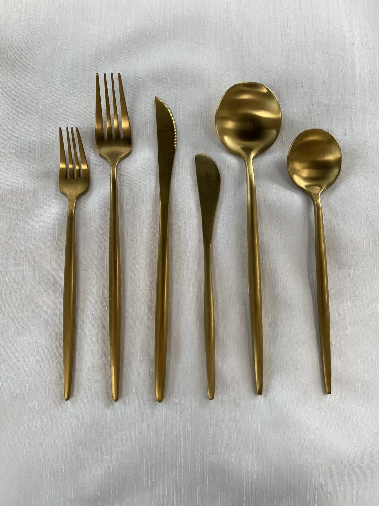 Mod Gold Flatware | Tesoro Event Rentals
